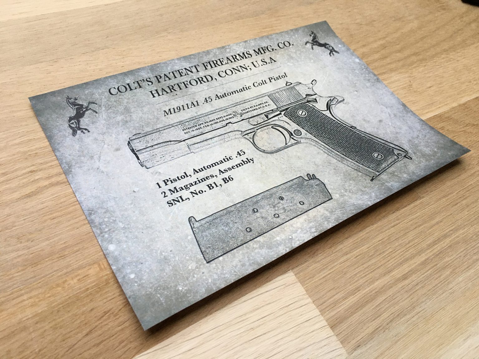 Sticker Colt M1911A1 .45 Automatic Colt Pistol US Army - khristore