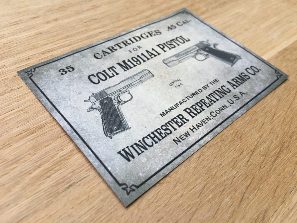 Sticker 35 cartridges Colt M1911A1 .45 Automatic Colt Pistol US Army ...