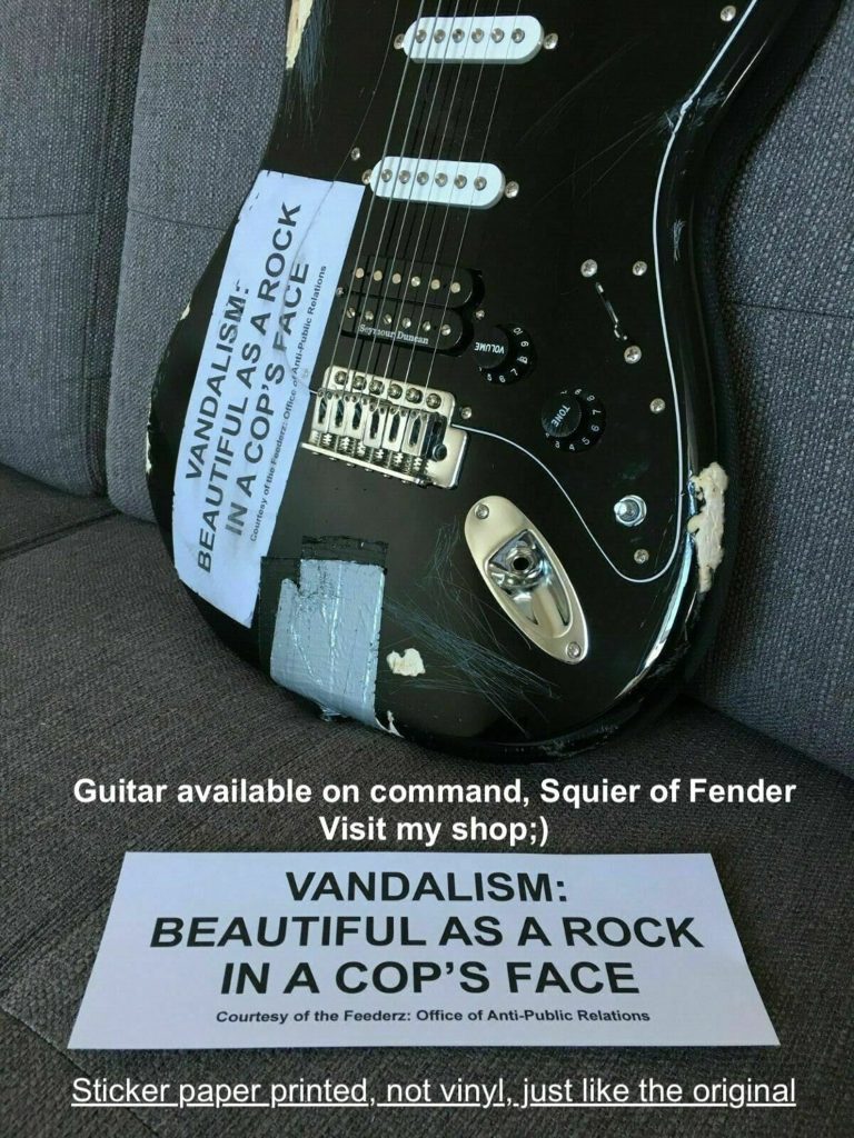 Kurt Cobain VANDALISM guitar Sticker Beautiful as a rock in a cop's ...