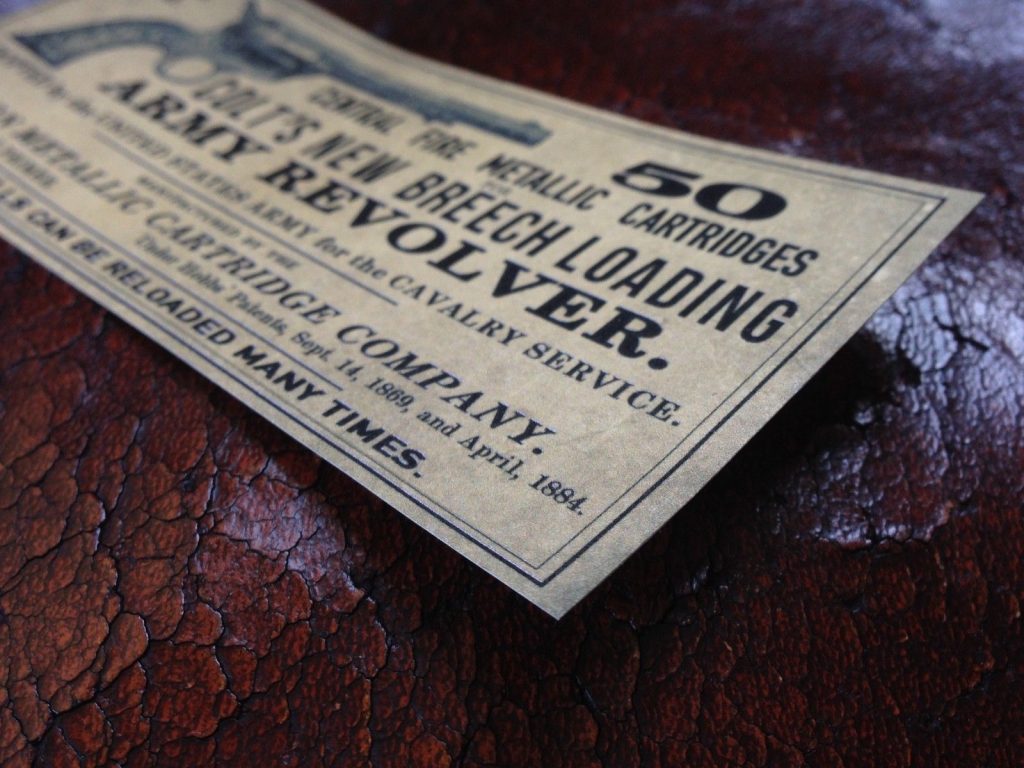 STICKER 45 Long Colt Army Revolver Ammo box LABEL cartridges Western ...