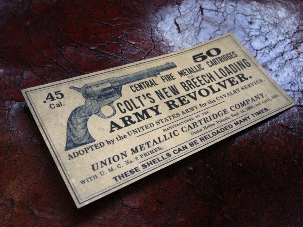 STICKER 45 Long Colt Army Revolver Ammo box LABEL cartridges Western ...