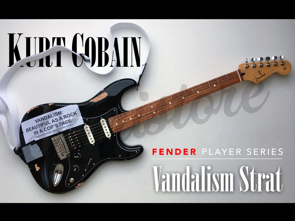 Kurt Cobain Vandalism Strat FERNANDES headstock sticker Nirvana Guitar ...