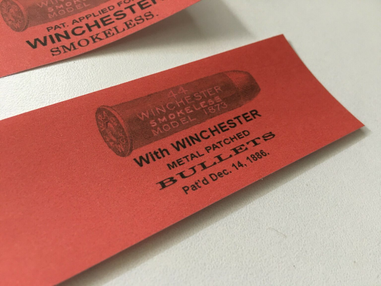 Winchester Rifle Model 1873 Red LABEL STICKER 44 Cal ammo box 50 ...