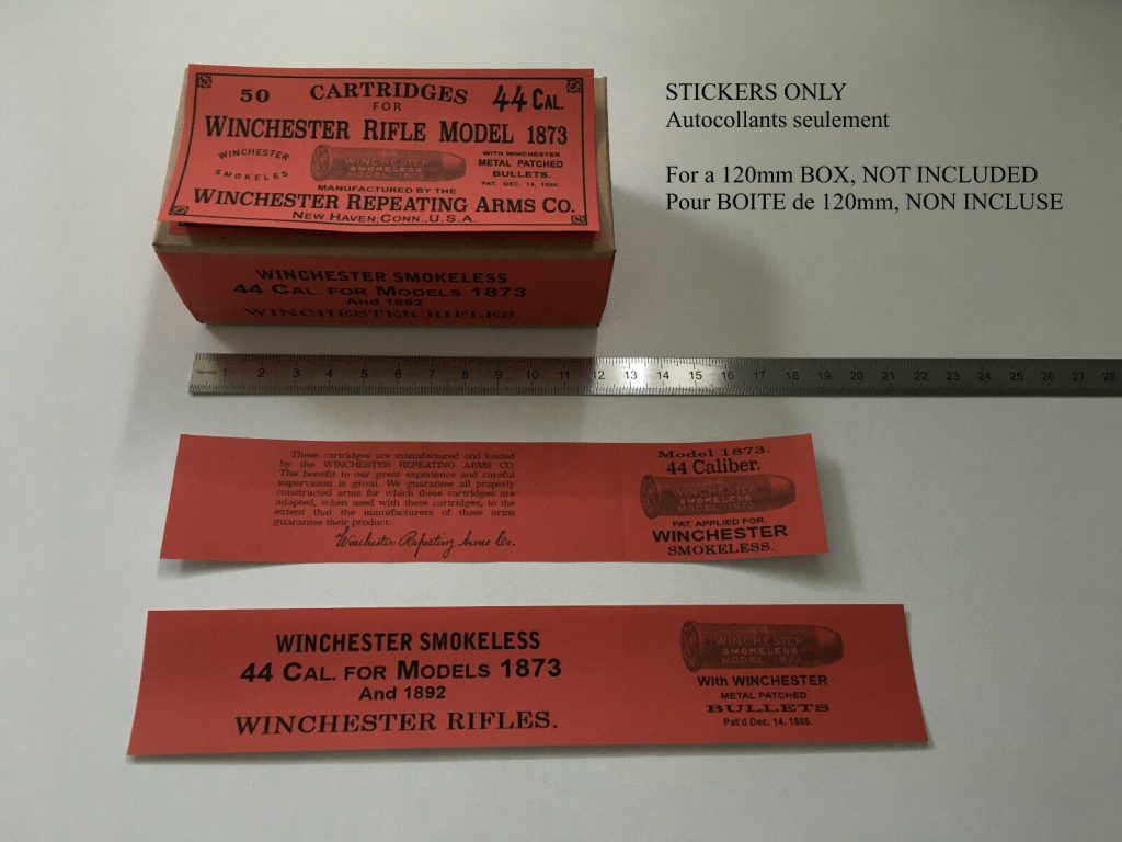 Winchester Rifle Model 1873 Red LABEL STICKER 44 Cal ammo box 50 ...