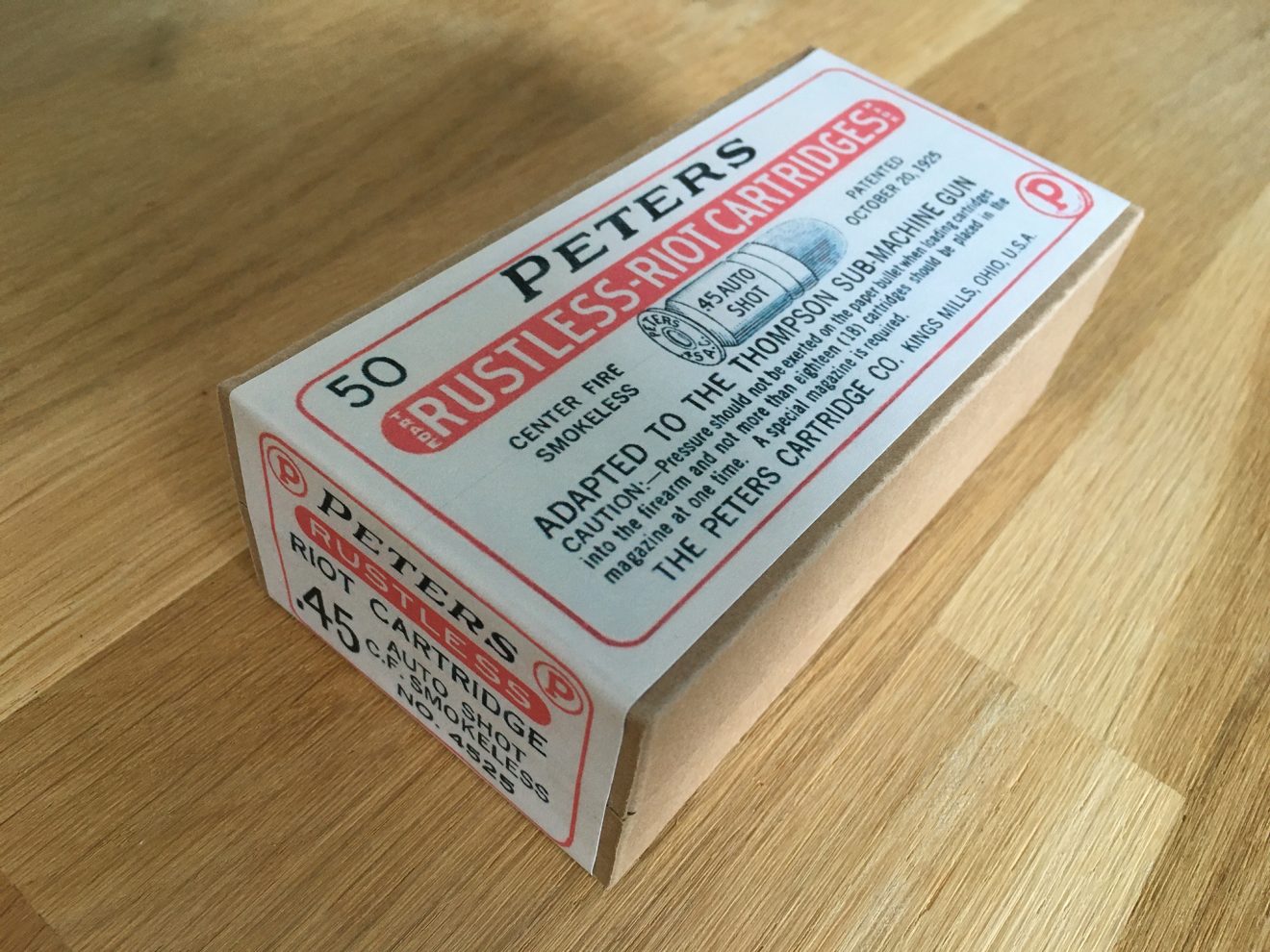 Ammo Box Peters Rustless-Riot Cartridges 45 Auto Shot Thompson Sub ...