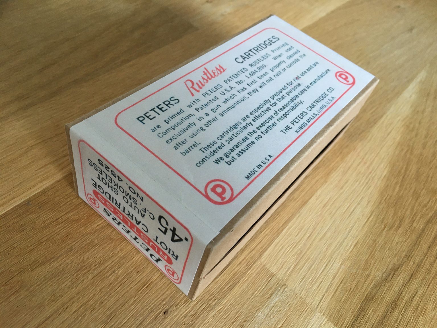 Ammo Box Peters Rustless-Riot Cartridges 45 Auto Shot Thompson Sub ...