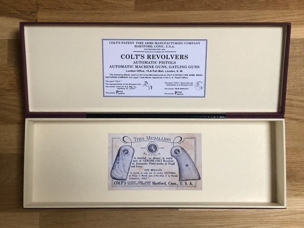 Box for Colt SAA .45 caliber 7" 1/2 Rubber Blue Army Revolver circa ...