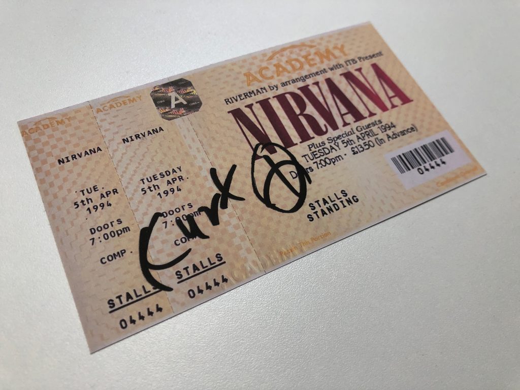 Nirvana Concert Ticket Kurt Cobain April 5th 1994 autograph signed ...