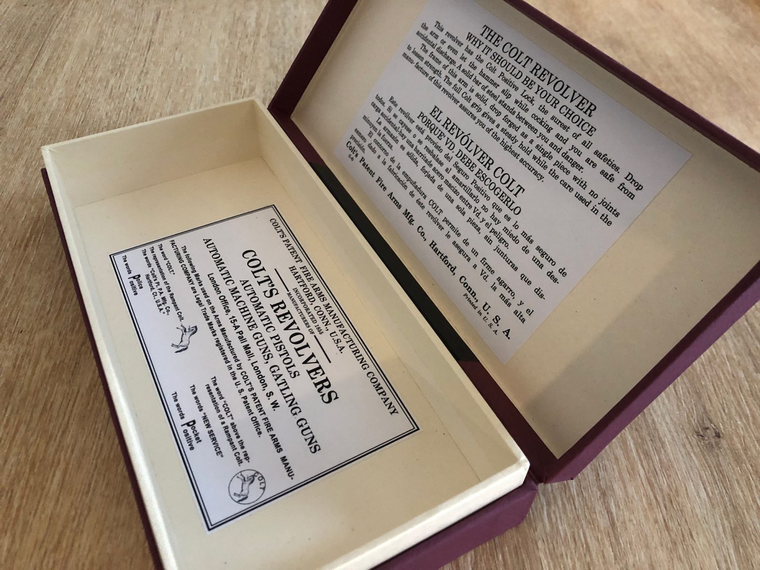 BOX for Colt's Police Positive 2 Inch Barrel Revolver .38 .45 Fitz ...