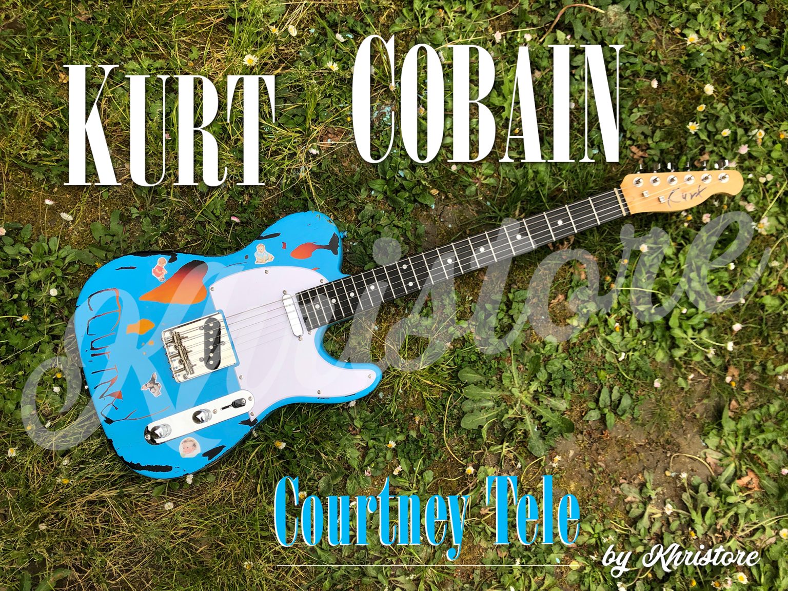 4/ Kurt Cobain Courtney Telecaster Sunburst Blue Nirvana live at Horden ...