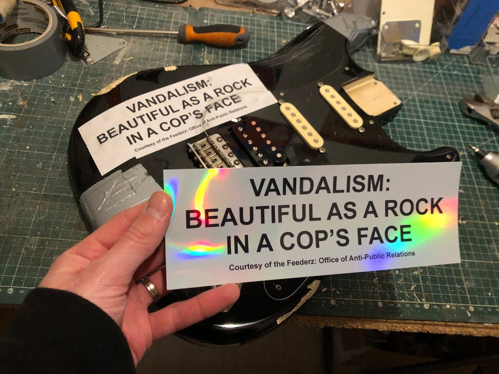 Kurt Cobain Vandalism Strat HOLOGRAPHIC Vinyl Sticker Beautiful as a ...